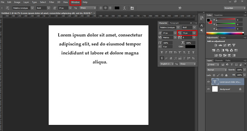 How To Adjust Line Height Of Text In Photoshop